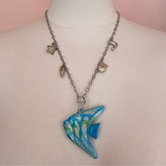 Vintage | Jewelry | Vintage Y2k Mermaid Core Blue Glass And Silver Tone ...
